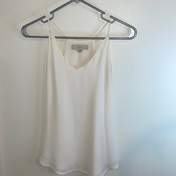 LOFT | Tops | Loft Scalloped Cream Chiffon Racerback Cami | Poshmark
